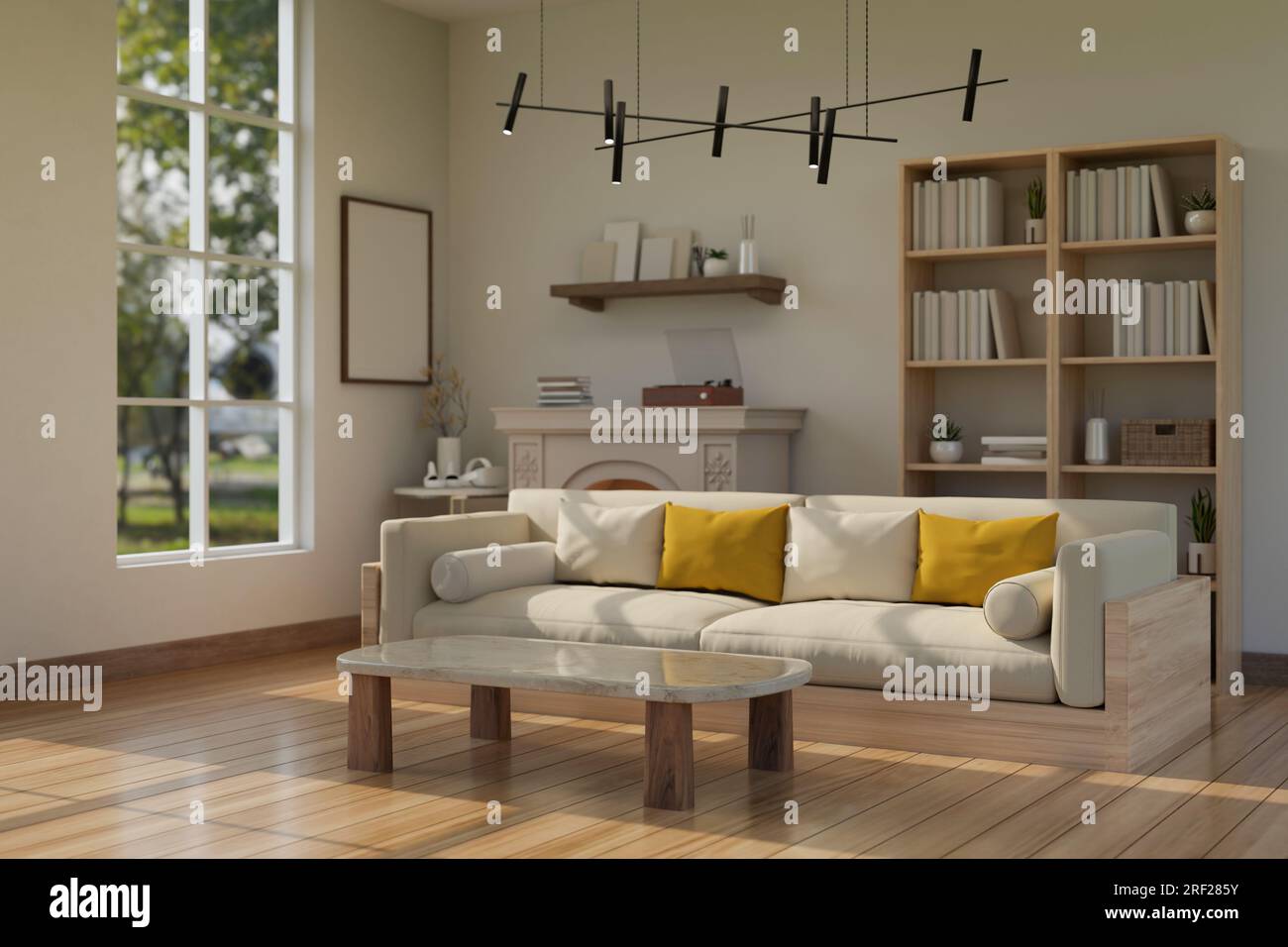 Interior design of a contemporary and cozy living room with a ...