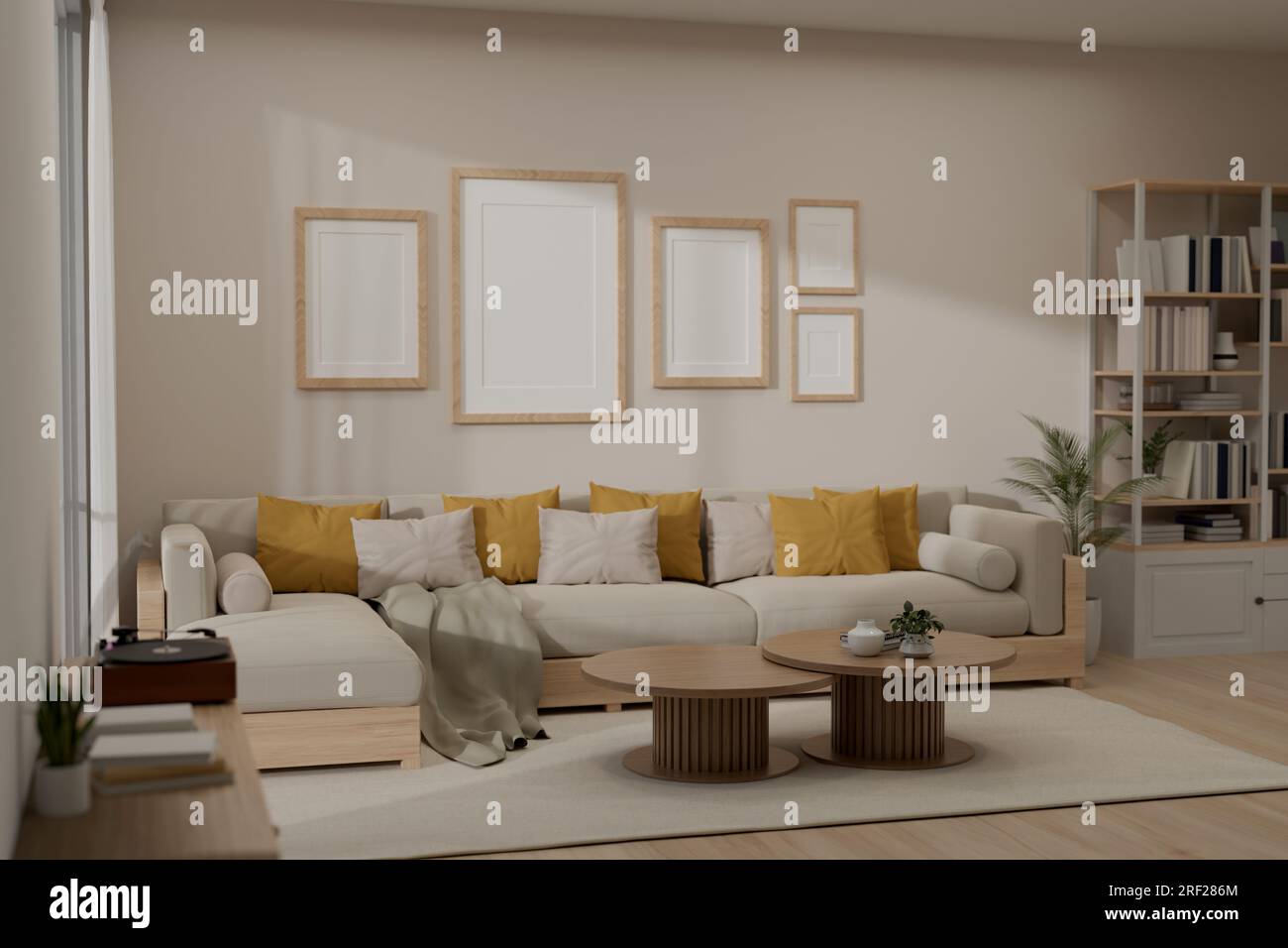 Interior design of a modern and cozy living room with a comfortable ...