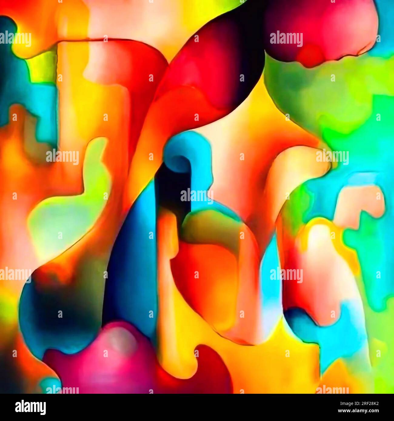 Beautiful abstraction of liquid paints in slow blending flow mixing ...
