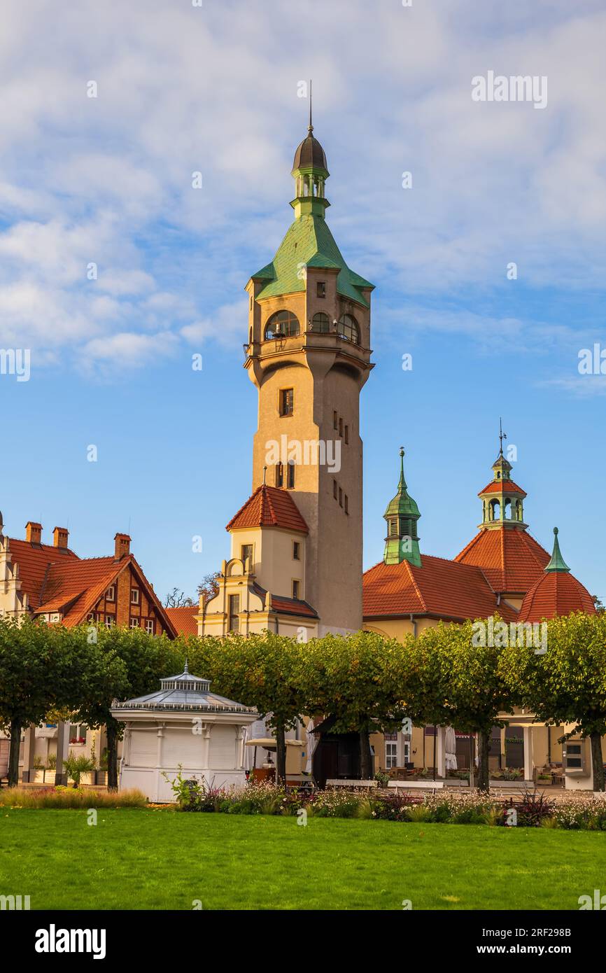 The Sopot Lighthouse on the Baltic Sea coast in resort town of Sopot in ...