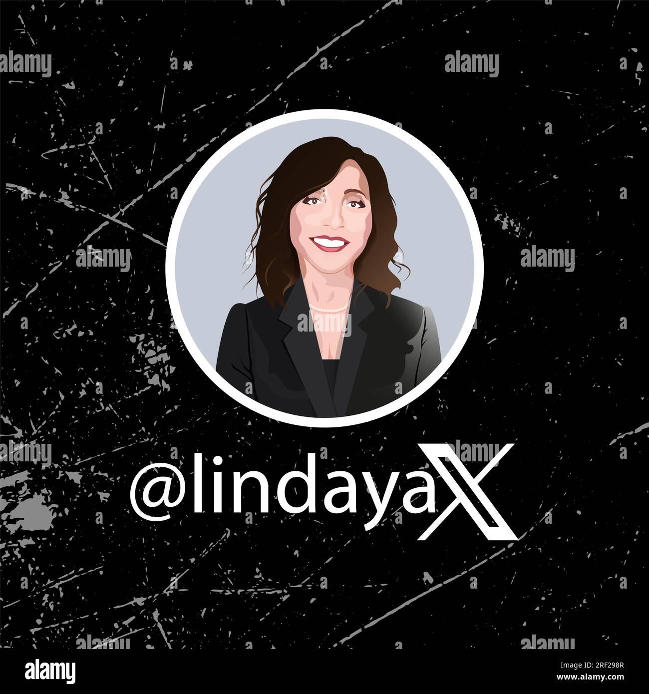 Twitter CEO Linda Yaccarino and the new Twitter logo X on a black ...