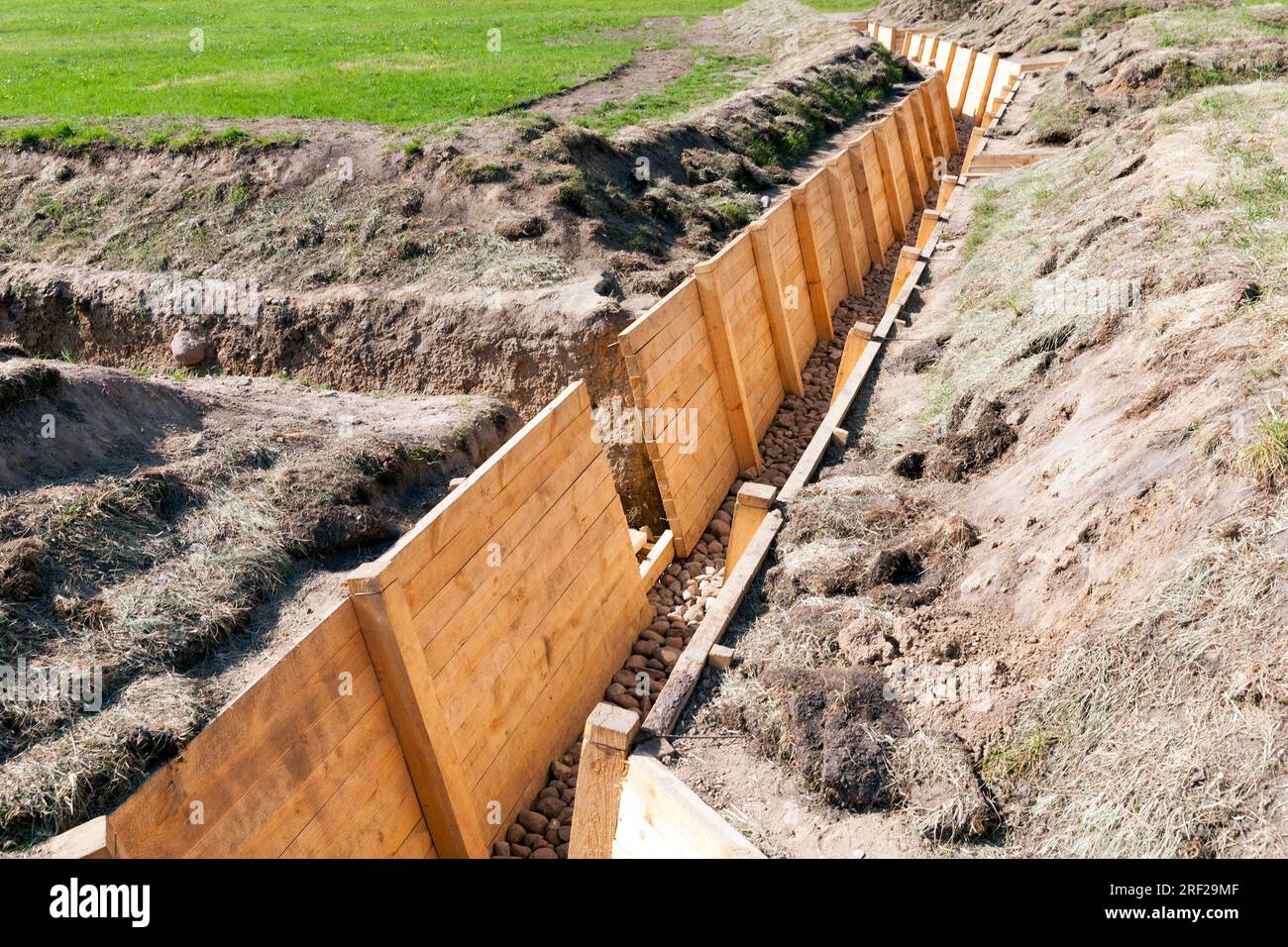 decorative construction in the trenches for easy movement in the ...