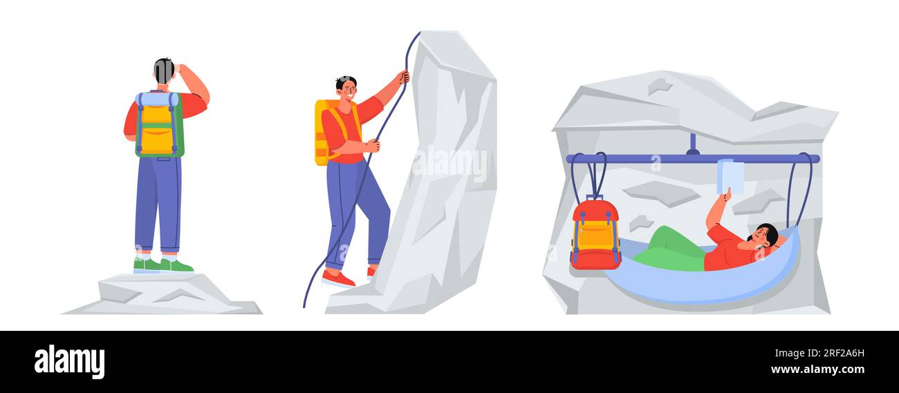 Set of climbers at rock vector concept Stock Vector Image & Art - Alamy