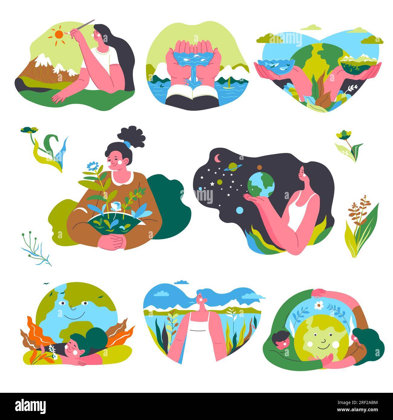 Nature preservation and conservation, Earth care Stock Vector Image ...