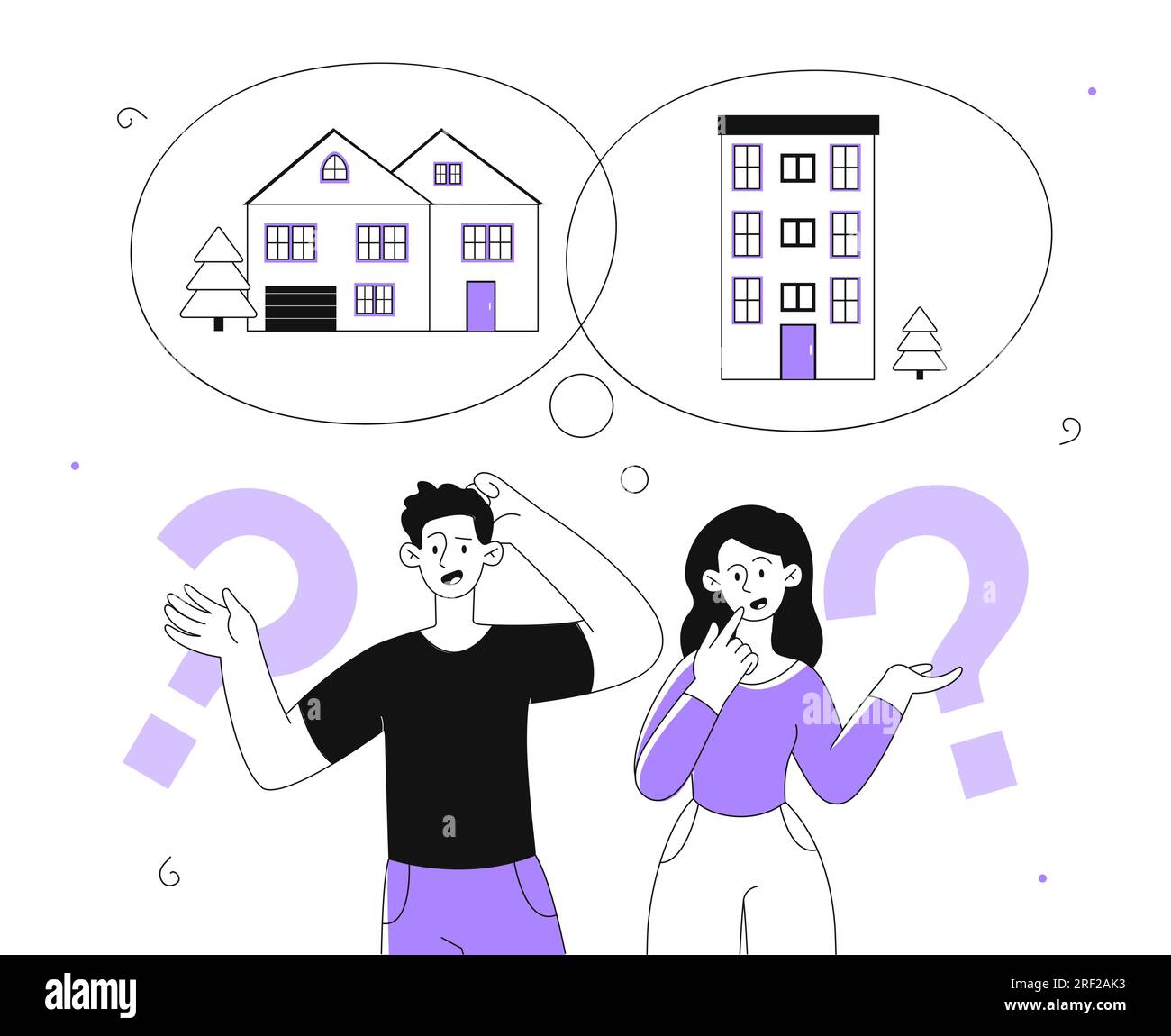 Couple choosing house vector line concept Stock Vector Image & Art - Alamy
