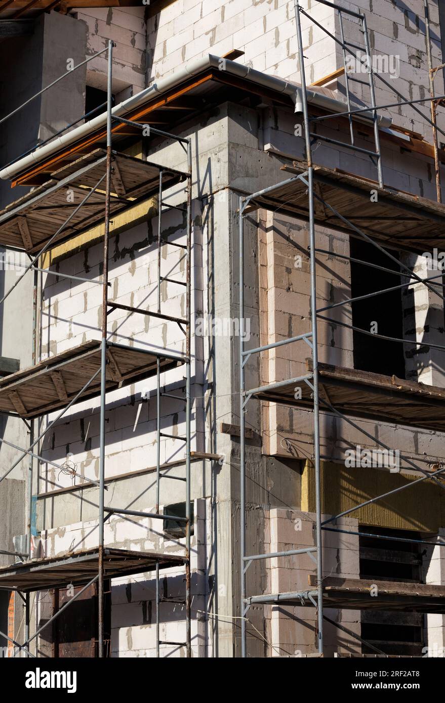 construction site in the construction business, building a new home on ...