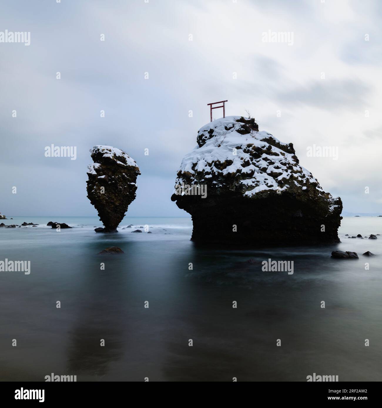 Long exposure shot of Ebisu-iwa and Daikoku-iwa sea rocks, Yoichi ...