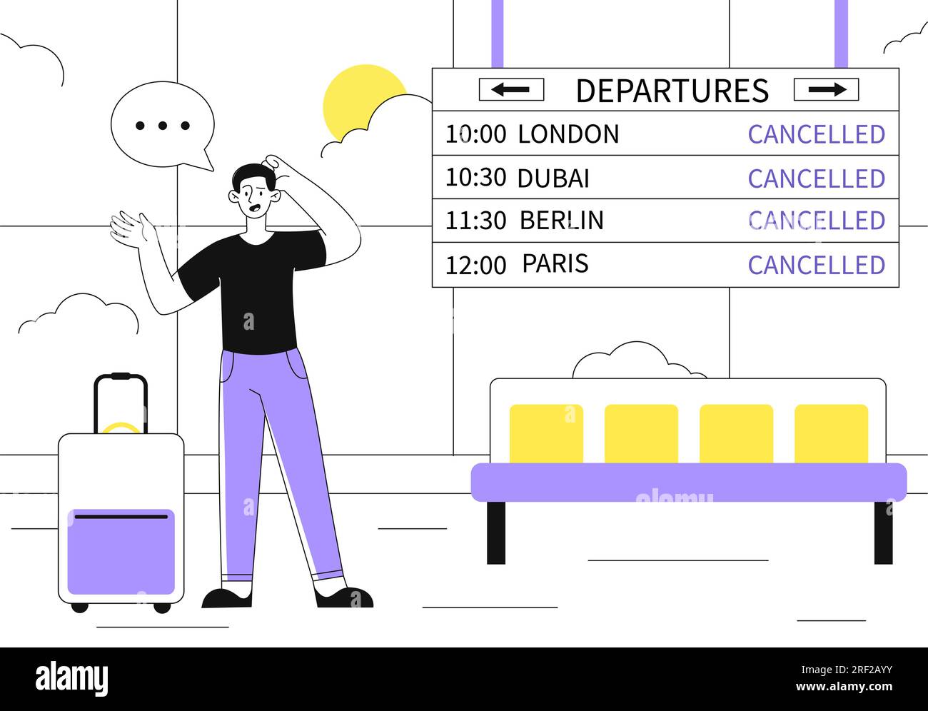 Man with canceled flight line vector concept Stock Vector Image & Art ...