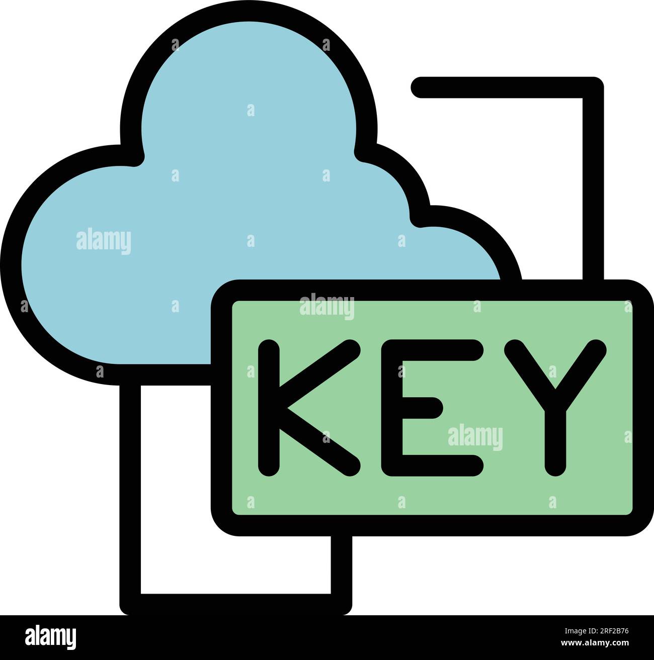 Cloud data key icon outline vector. Factor verification. Code login ...