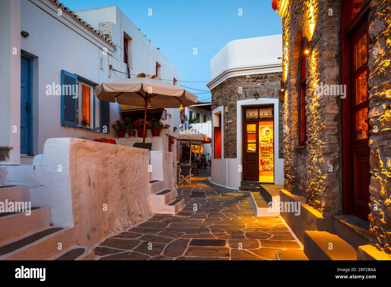 Sunset in Chora village of Kythnos island in Greece Stock Photo - Alamy