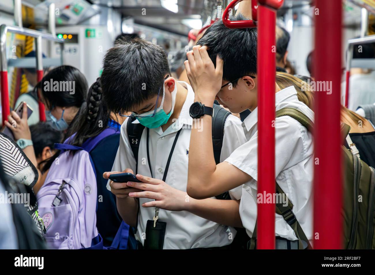 School kids using mobile phone hi-res stock photography and images - Alamy