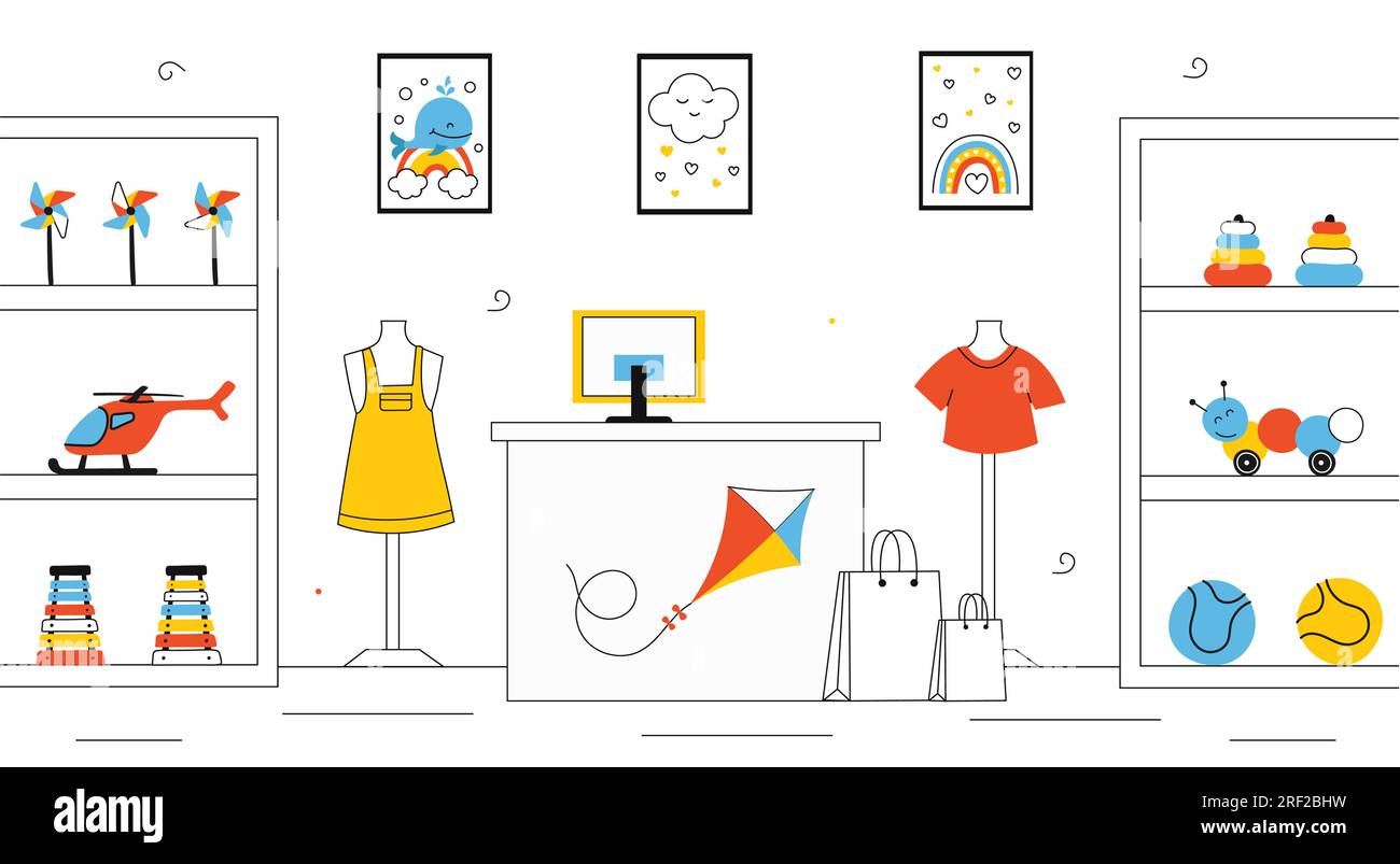 Shopping kids family cartoon Stock Vector Images - Alamy