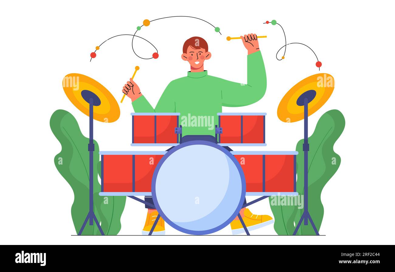 Musician drummer plays vector concept Stock Vector Image & Art - Alamy