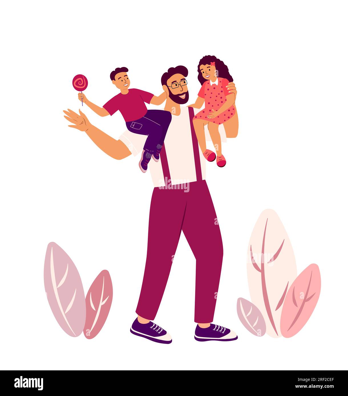 Father and Children,Son and Daughter together.Happy father Daddy having ...