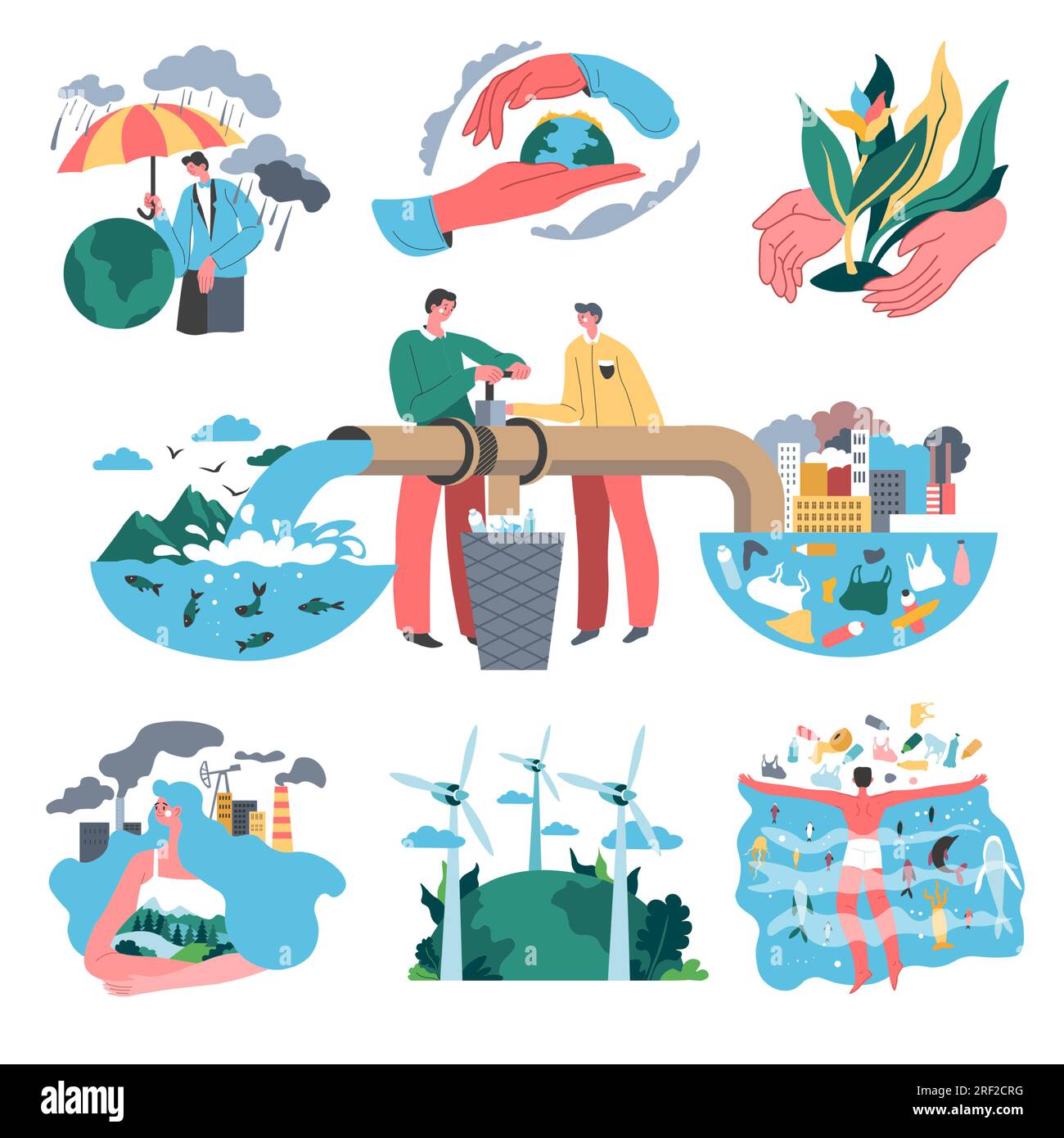 Water pollution filtration, purification process Stock Vector Image ...