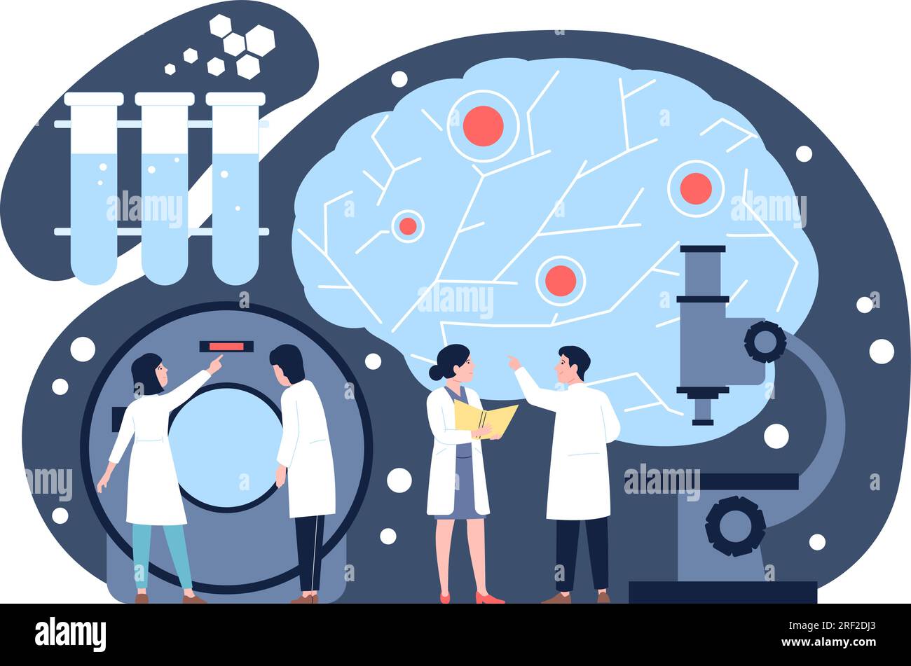 Neurology medical check up. Brain research, neurological study exam with students doctors ...