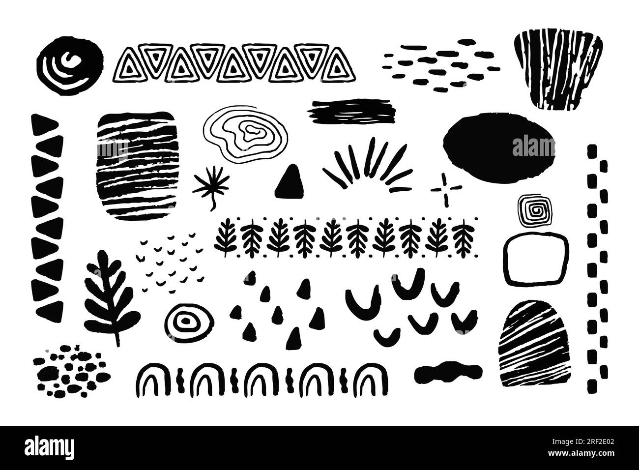 Set african tribal ethnic shapes elements in doodle style isoated on ...