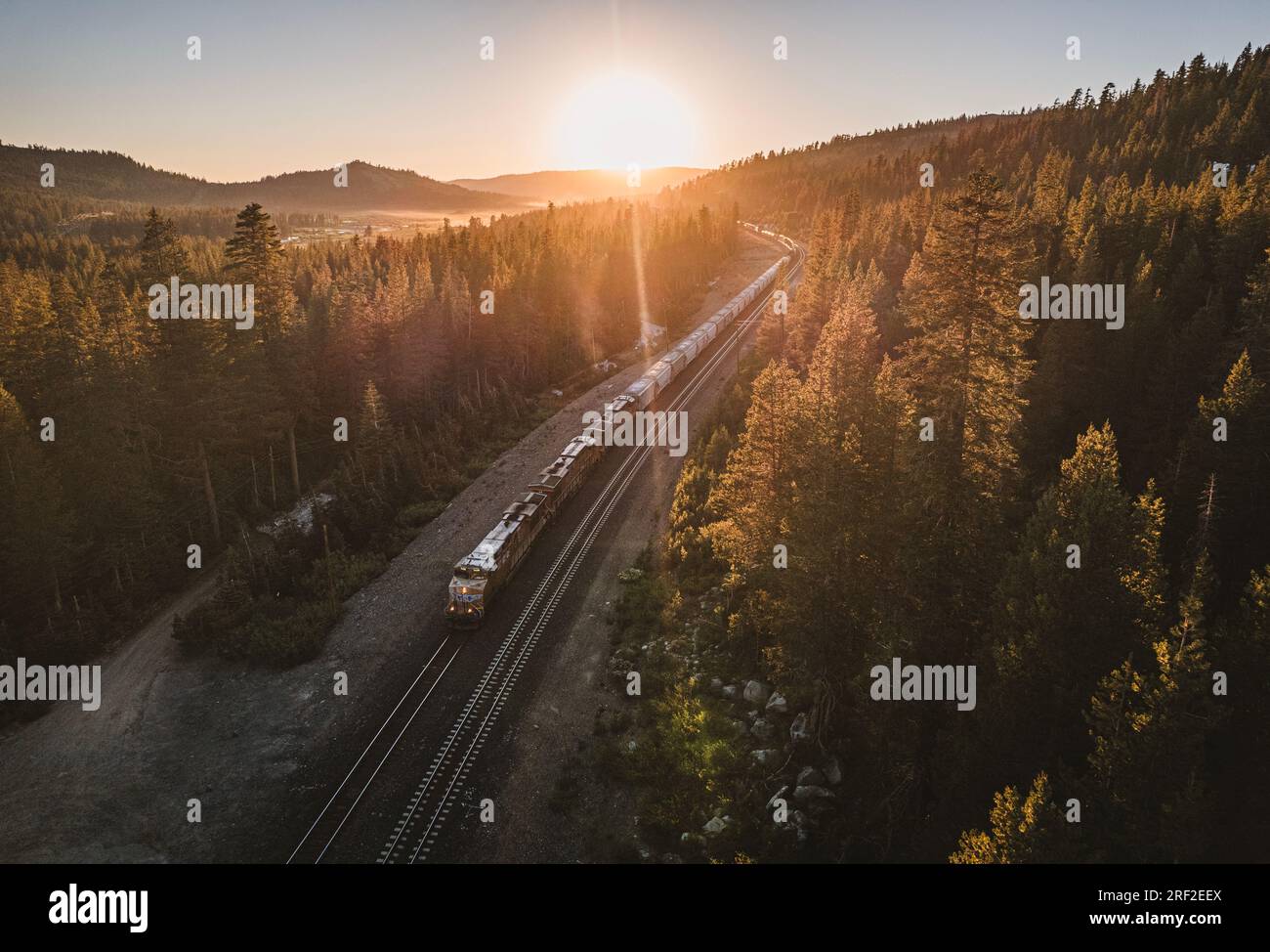 Aerial view of freight train hi-res stock photography and images - Alamy