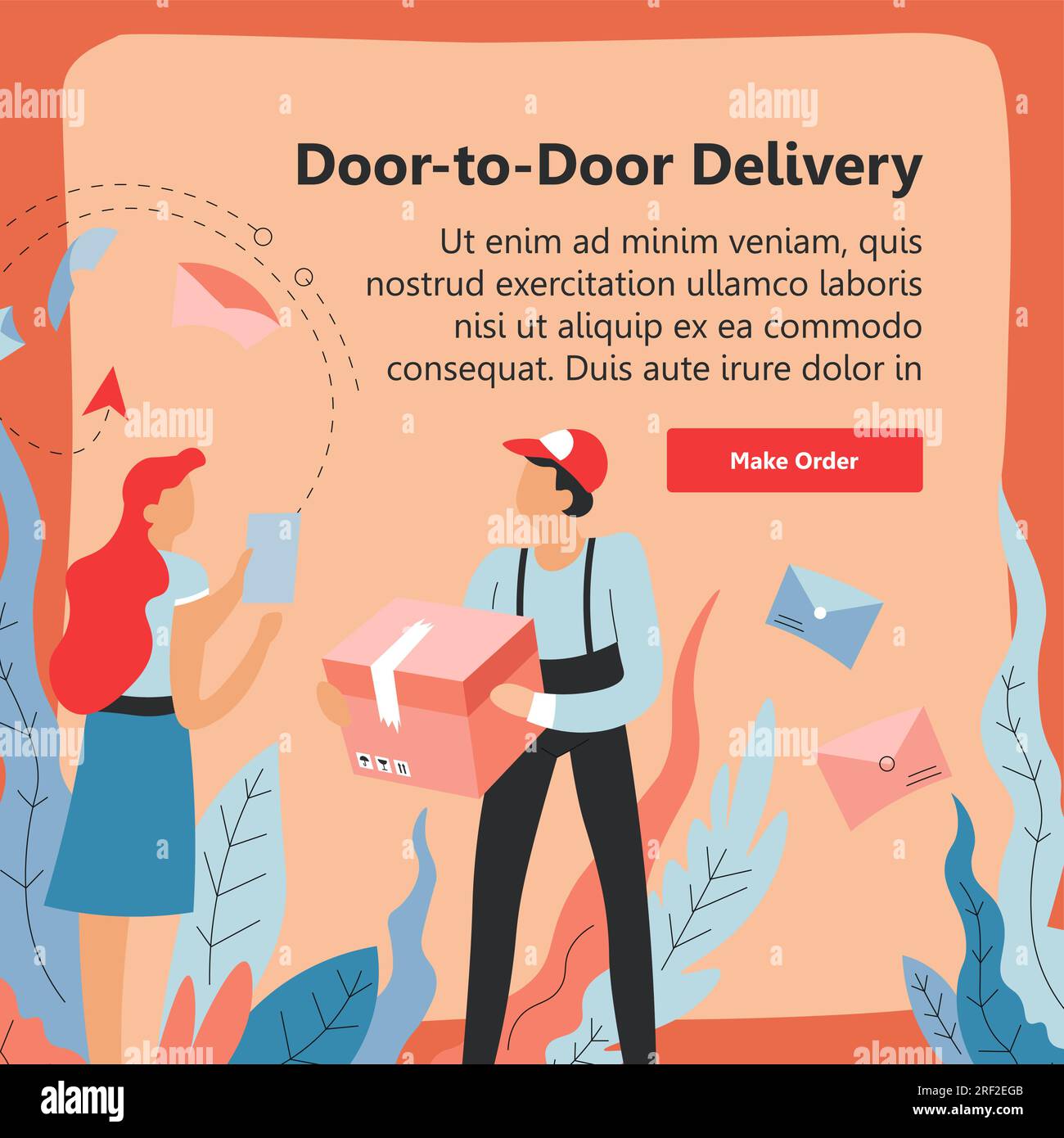 Door to door delivery service, make order web Stock Vector Image & Art ...