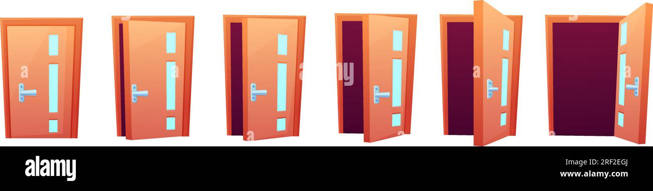 Open and close door. Opening animation, cartoon house or apartment ...