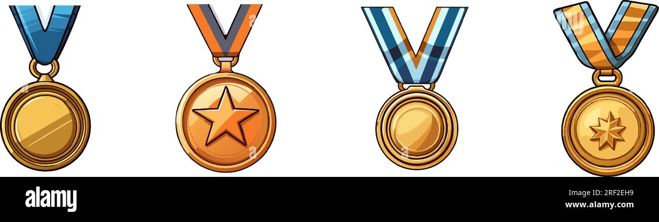 vector four medals. gold and bronze medals. champion medals vector ...