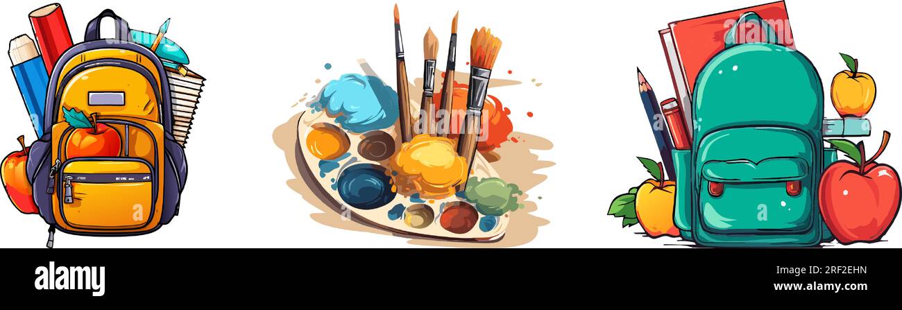 vector colorful bags. drawing pallette icon. colorful bags and art ...