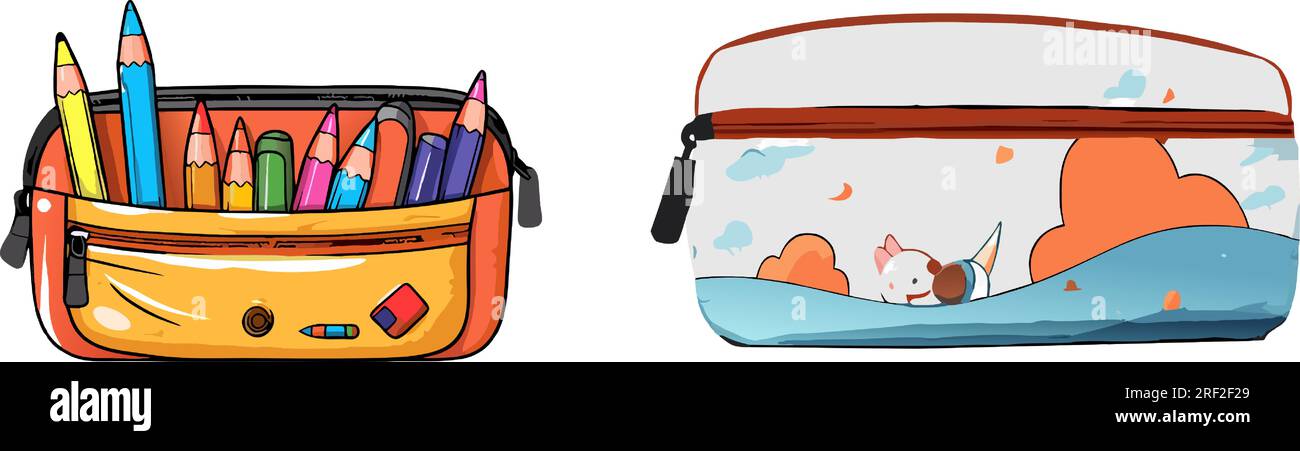 colorful pencil case. vector equipment for pencils. case for crayons ...