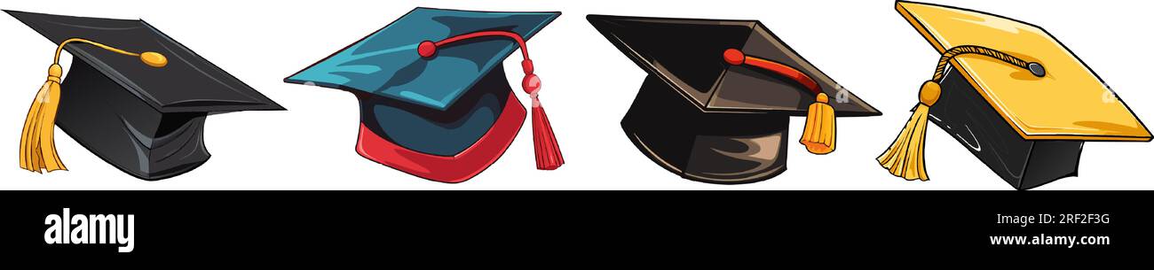 vector graduation cap. black gold and blue caps. university graduation ...