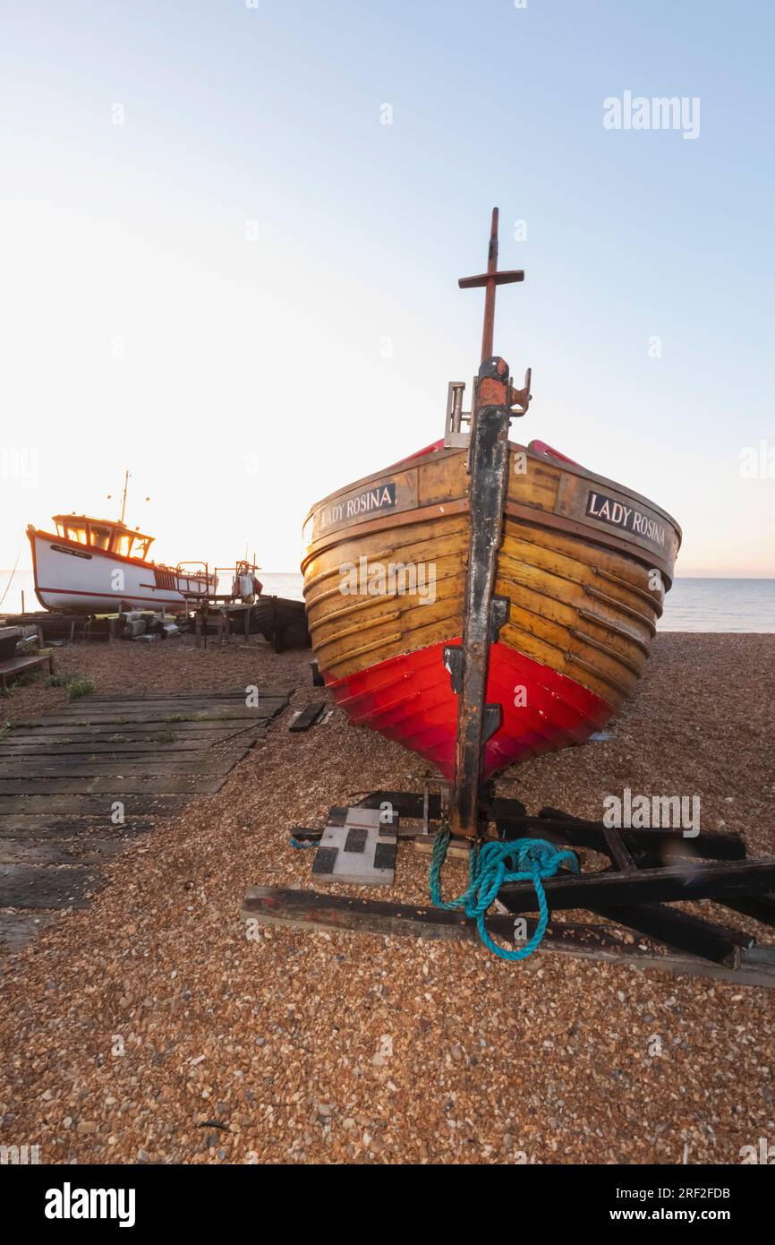 England, Kent, Deal, Deal Beach, Wooden Clinker Fishing Boat Stock ...