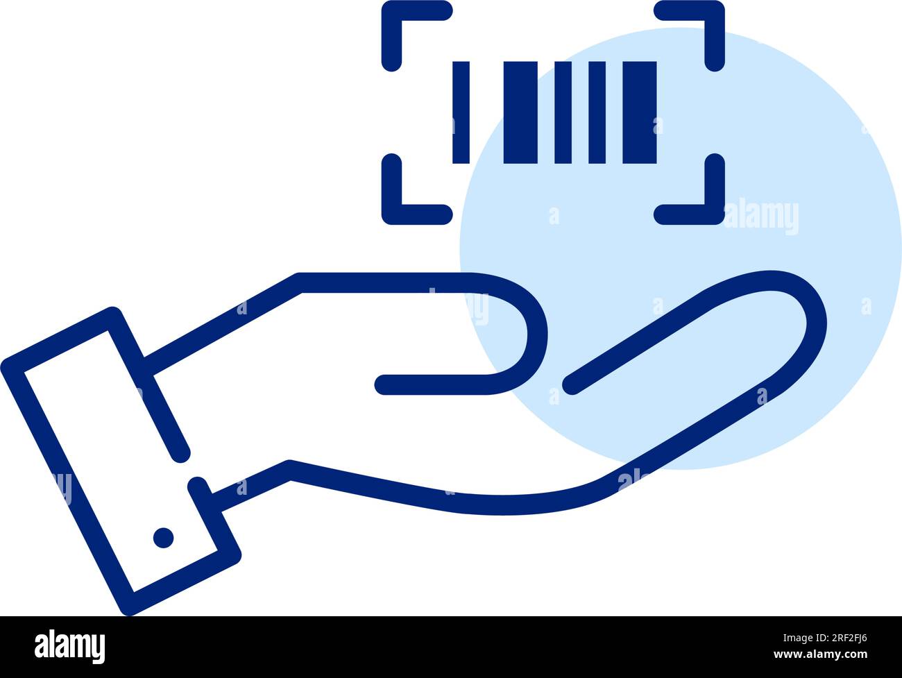 Hand holding bar code. Product ID information. Scanning products at ...