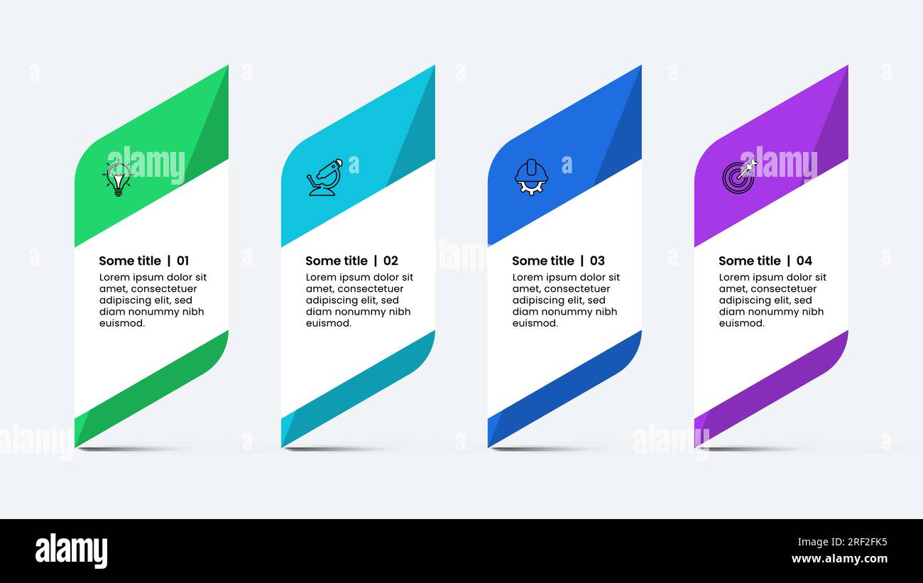Infographic template with icons and 4 options or steps. Slanted banners ...