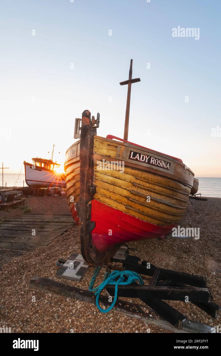 England, Kent, Deal, Deal Beach, Wooden Clinker Fishing Boat Stock ...