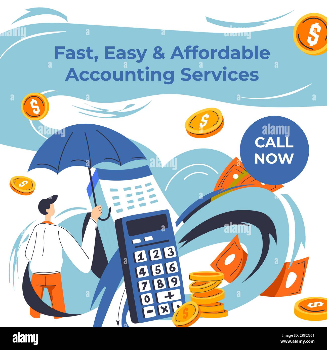 Fast and easy, affordable accounting services now Stock Vector Image ...