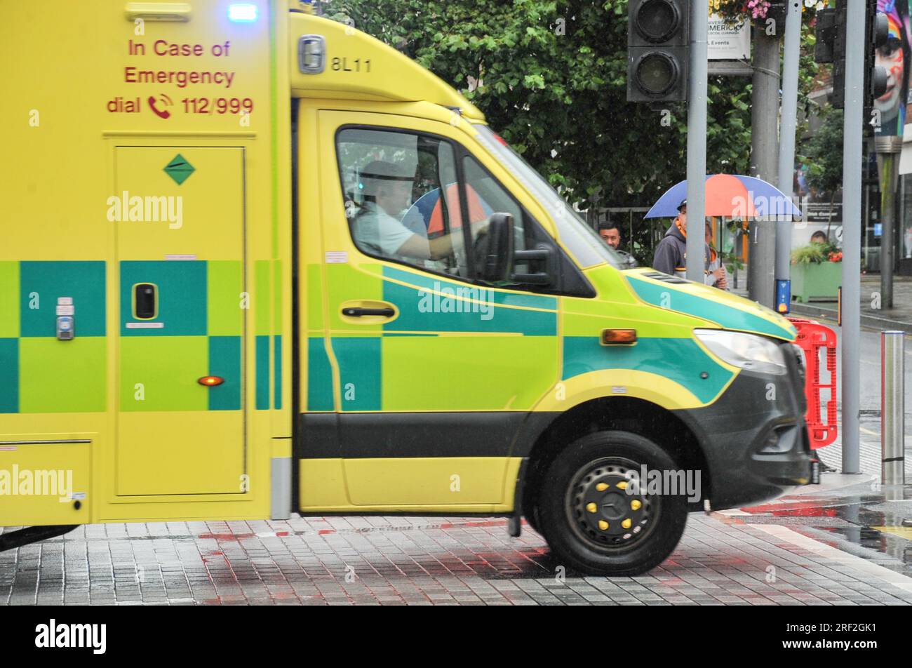 Ambulance driving to 911 call Stock Photo - Alamy