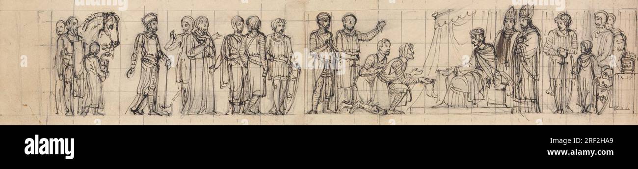 Study of Knights, Paying Homage, to the King by Robert Smirke Stock ...