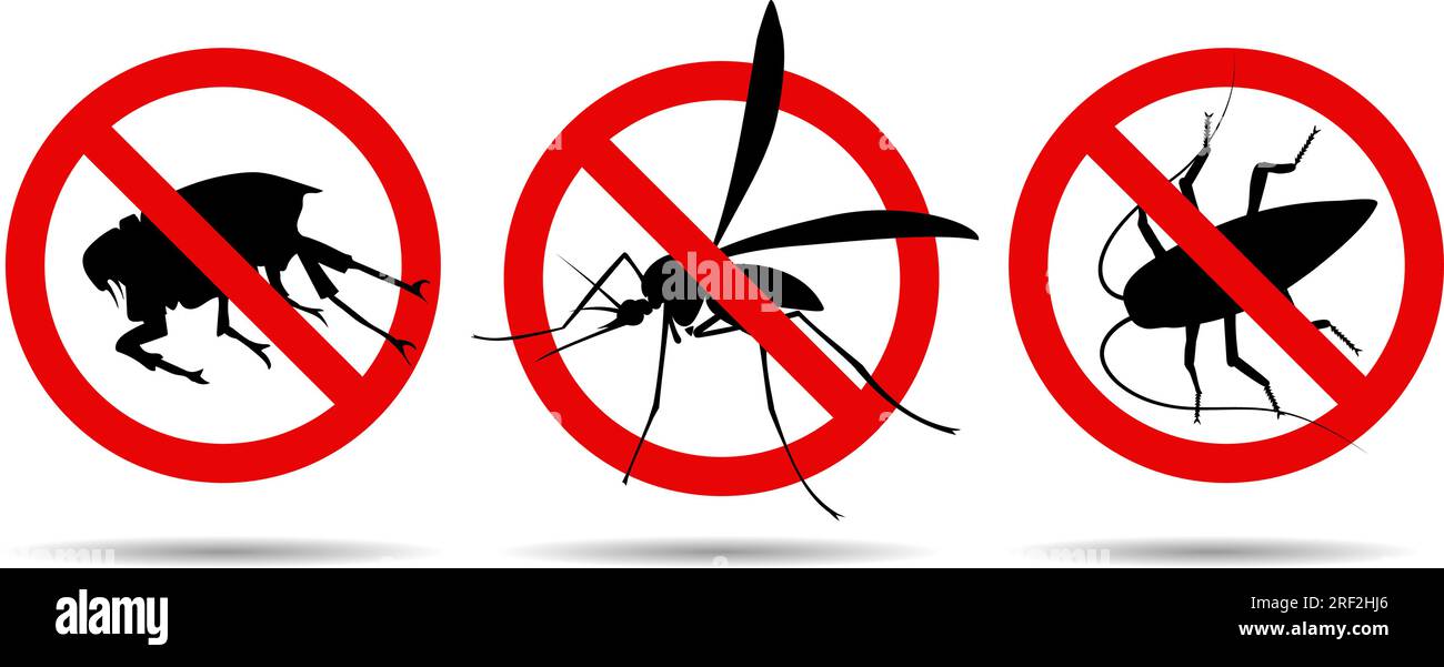 Mosquito cockroach flea warning signs Stock Vector Image & Art - Alamy