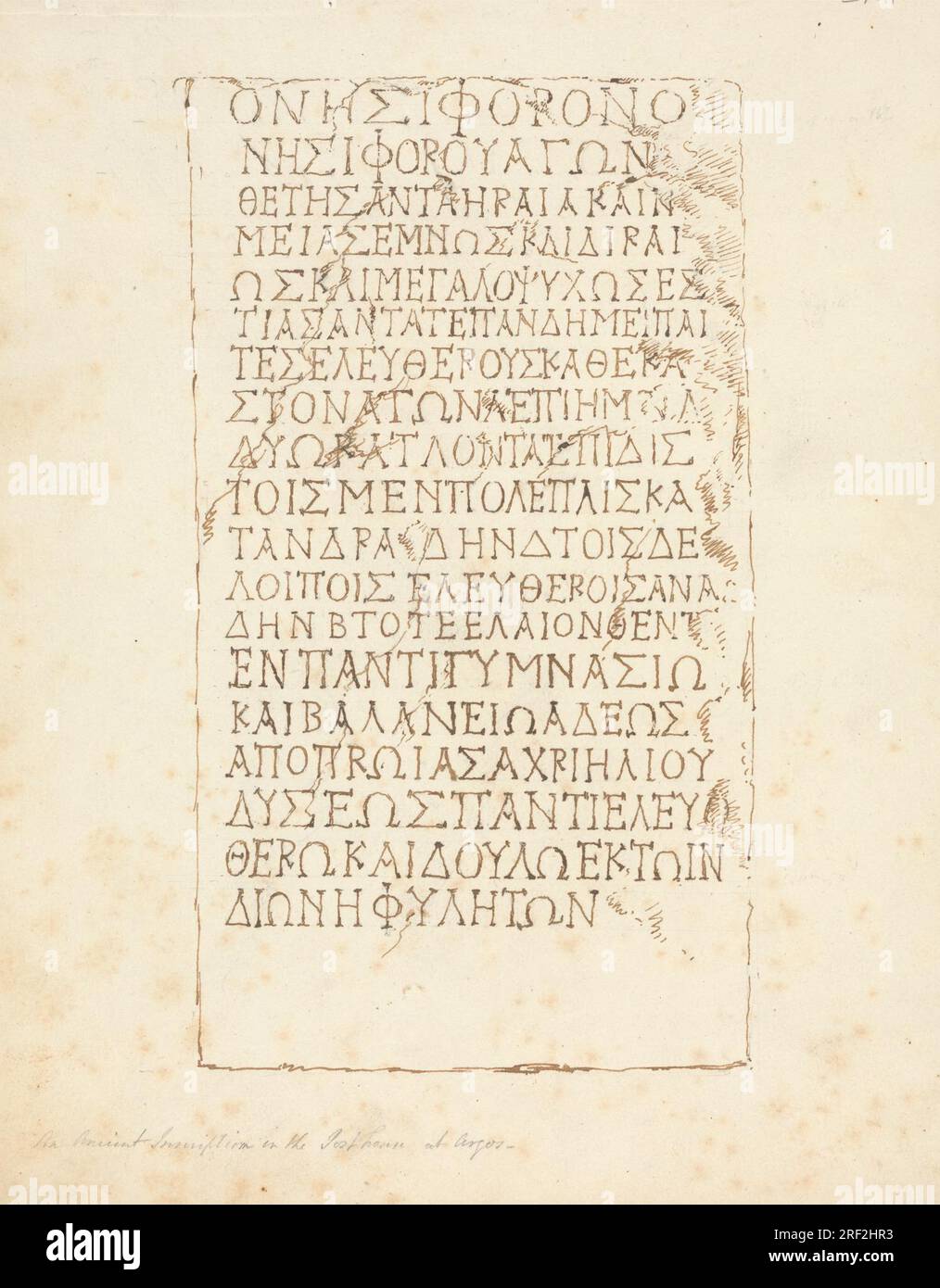 An Ancient Inscription in the Post House at Argos between 1802 and 1804 ...