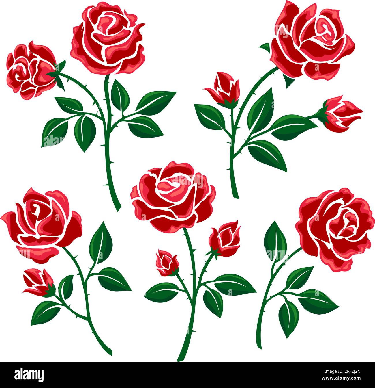 Decorative simple red roses Stock Vector Image & Art - Alamy