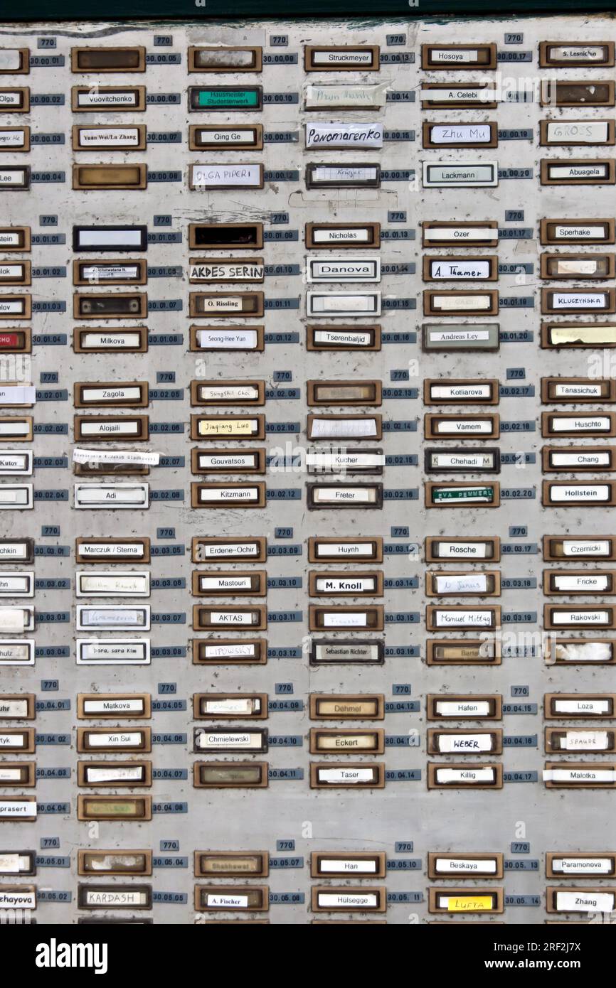 Bell board of a high-rise residential building, Germany Stock Photo - Alamy