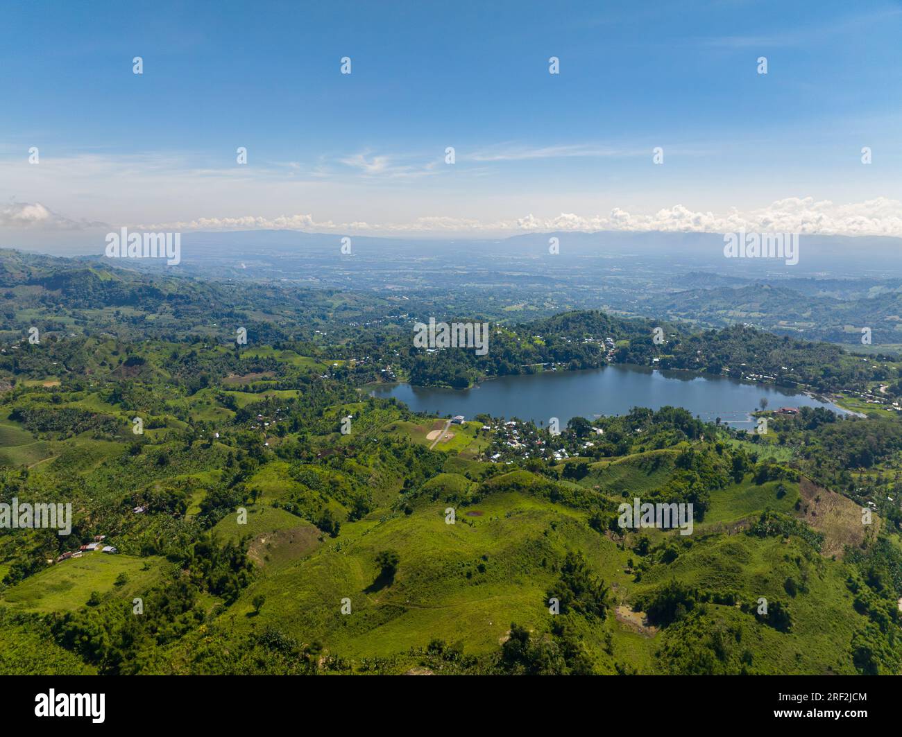 Lake Lahit. Blue sky and clouds, drone view. Lake Sebu, South Cotabato ...