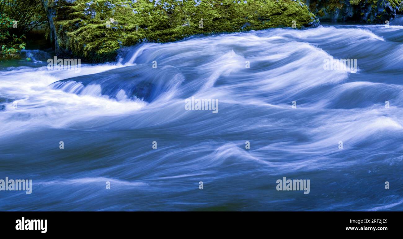 river Weisse Elster in Vogtland, long-term exposure, Germany, Saxony ...