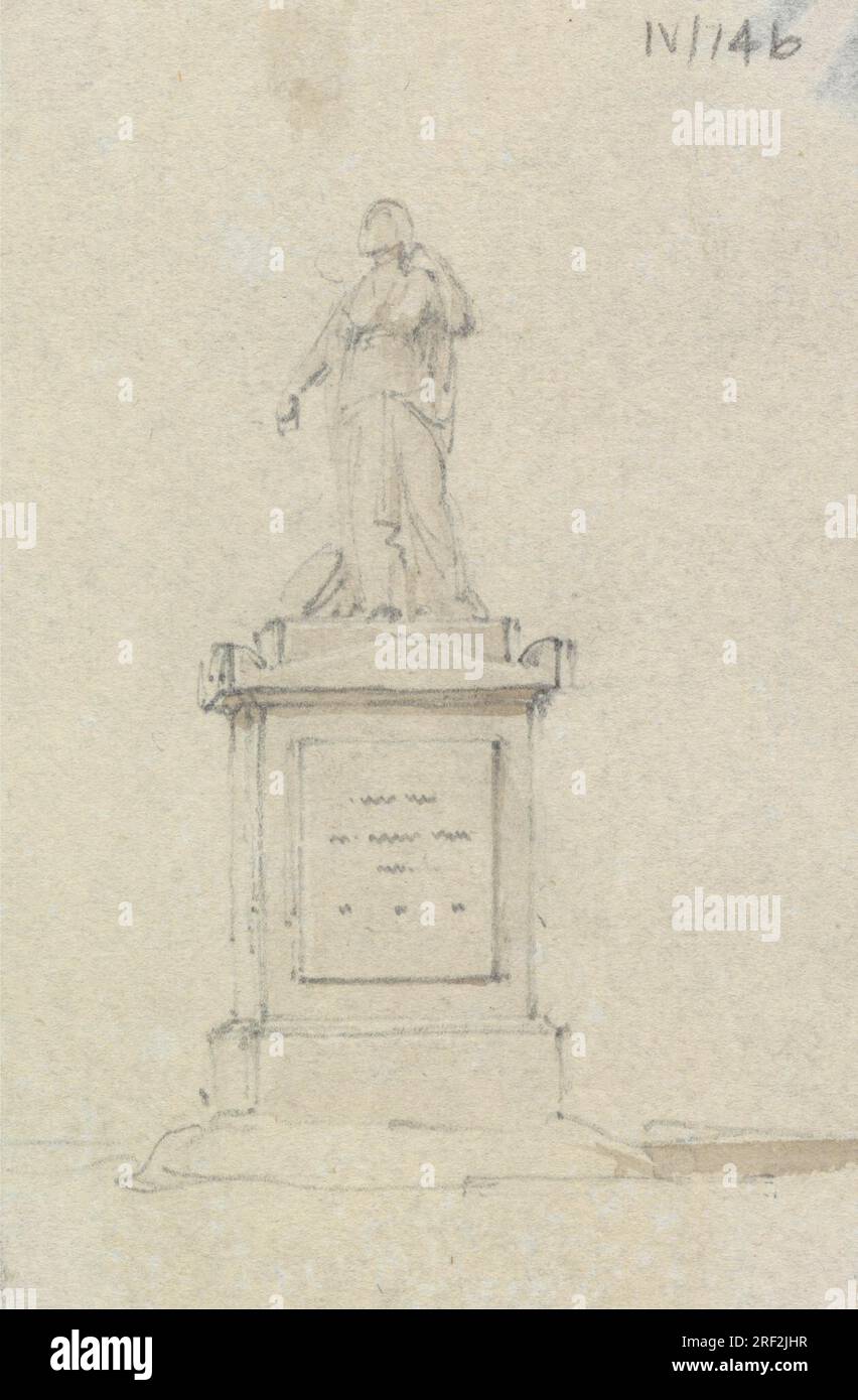 Sketch of a Carved Female Figure on Top of a Gravestone between 1802 ...