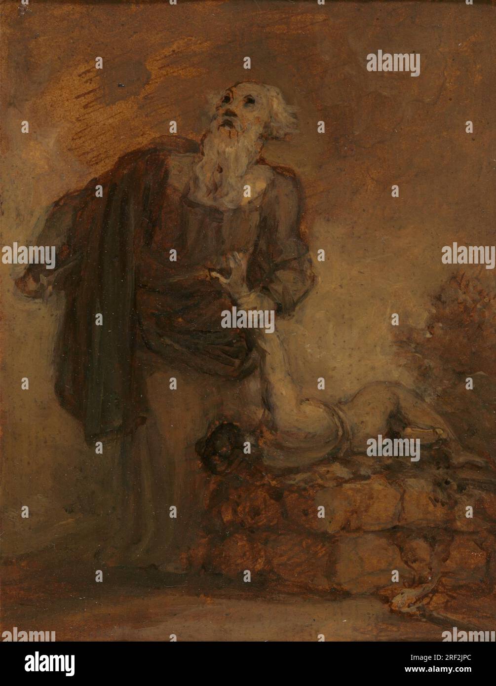 Abraham and Isaac (Abraham grasping Isaac's arm) by Robert Smirke Stock ...