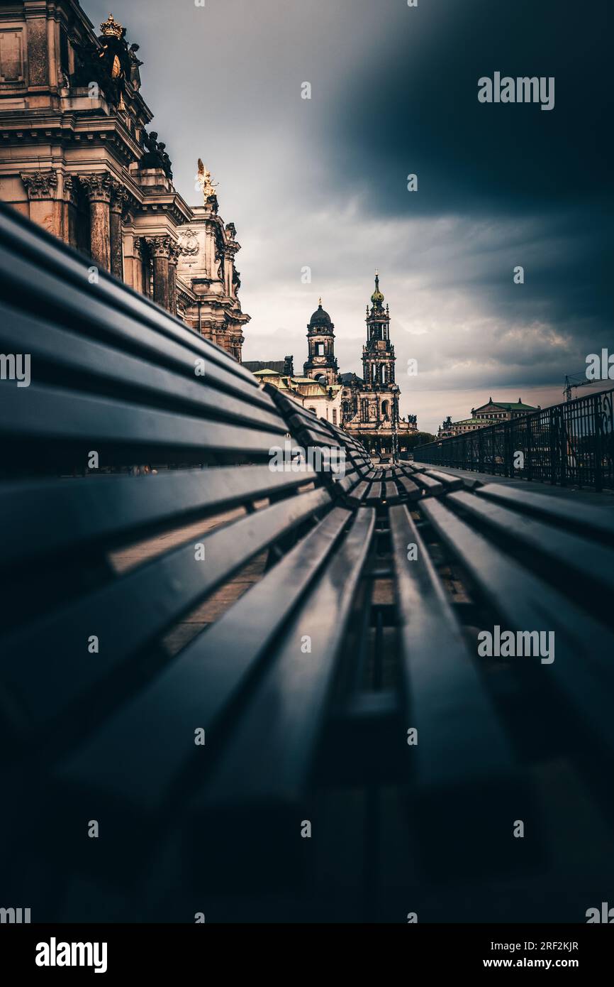 Buildings and street in Dresden. Historic Buildings. Urban area and ...