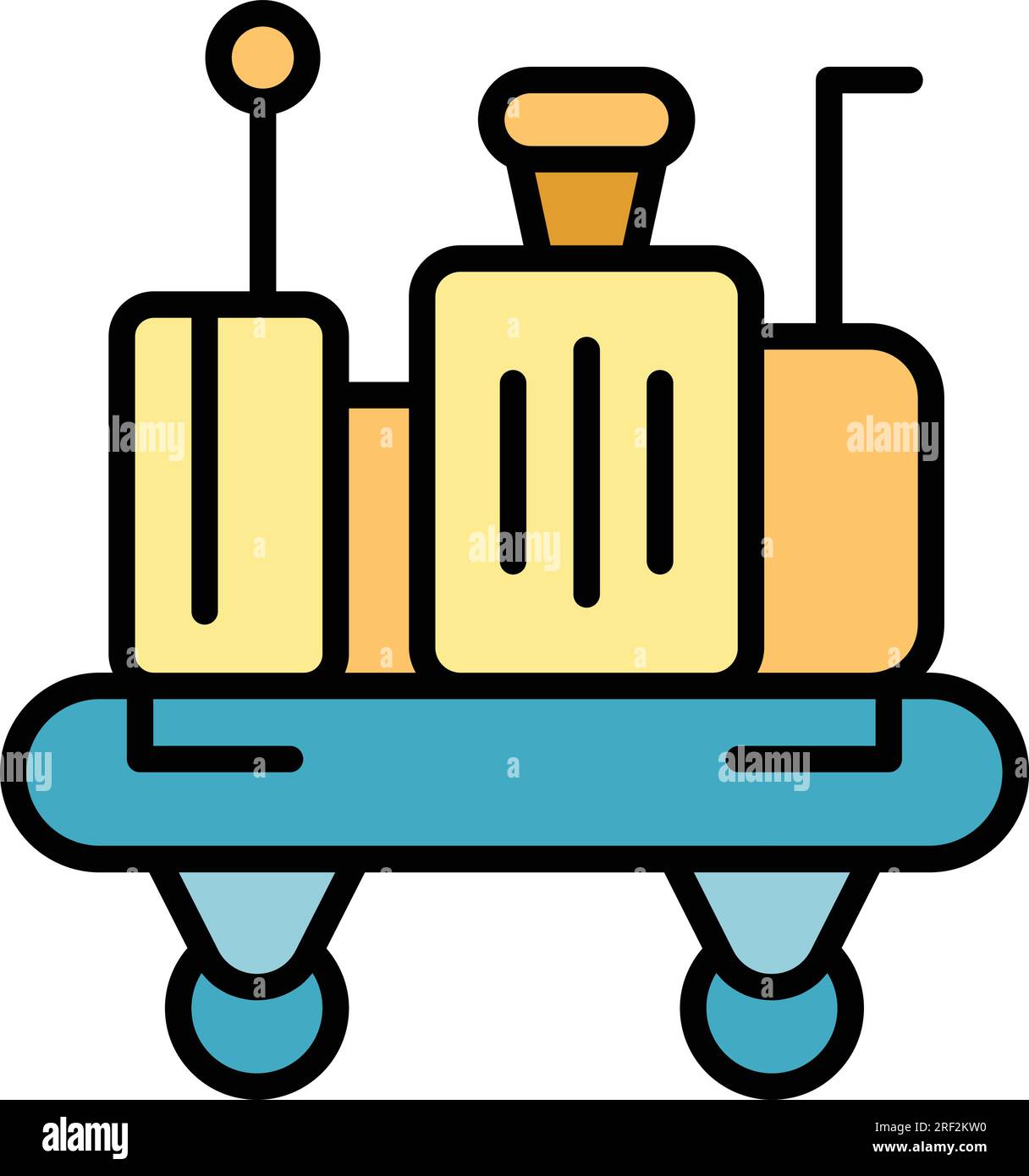 Packing trolley icon outline vector. Suitcase cart. Carry bag color ...