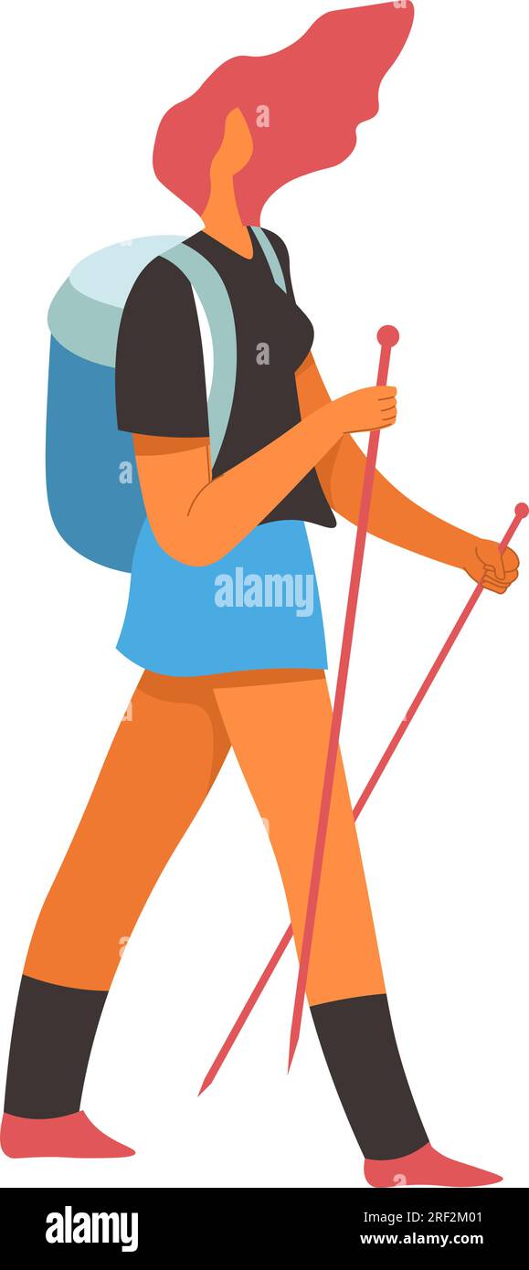 Woman walking with trekking pole for hiking vector Stock Vector Image ... Woman walking with trekking pole for hiking vector Stock Vector Image ...