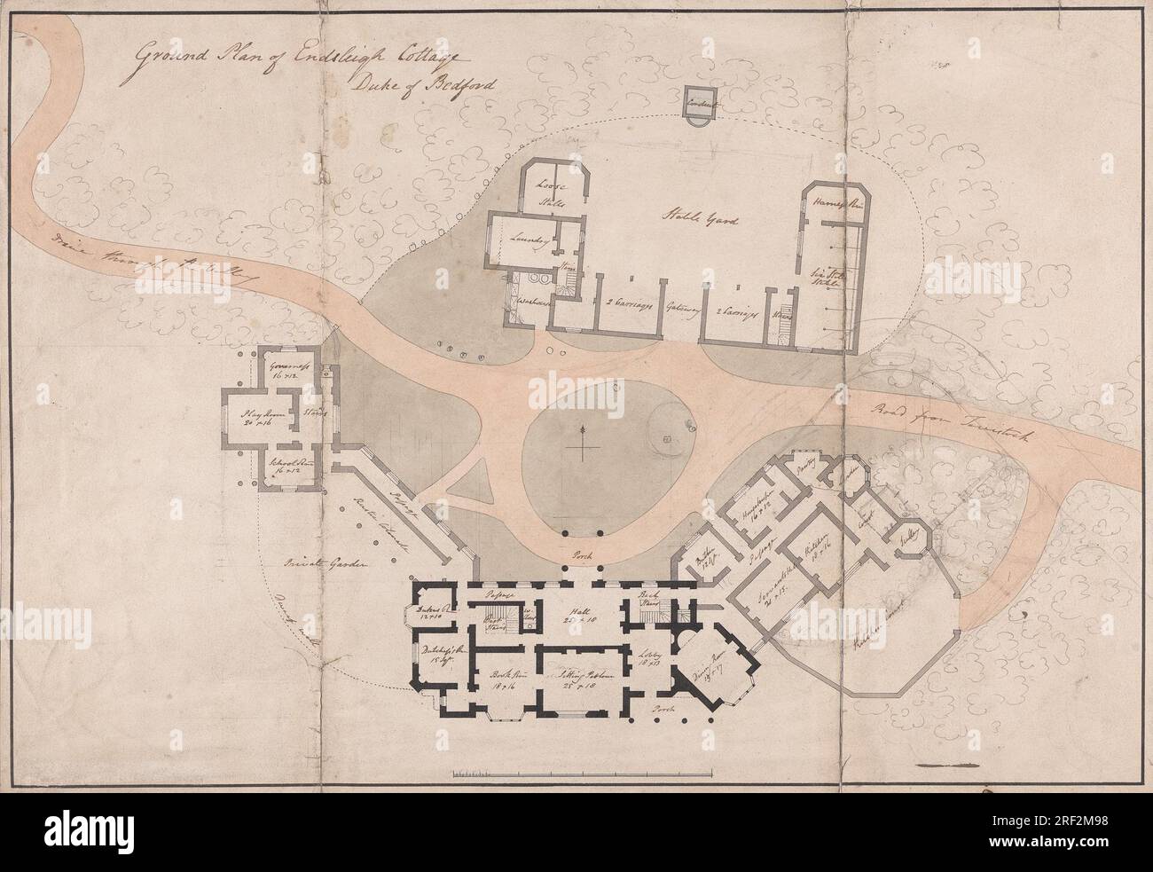 Endsleigh Cottage, Devon: Ground Plan circa 1810 by Jeffry Wyatville ...