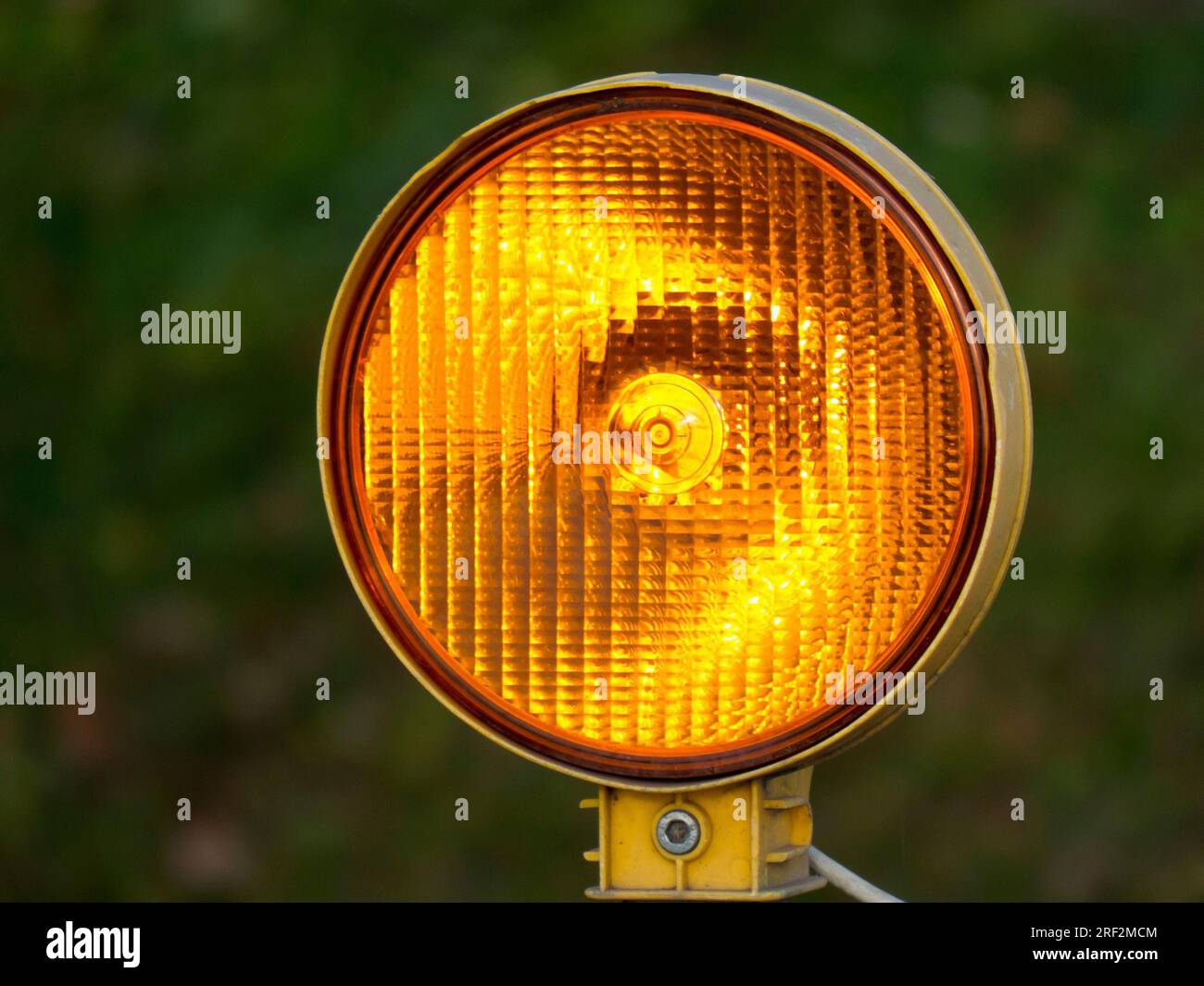 Orange traffic warning light, place of road construction site Stock ...