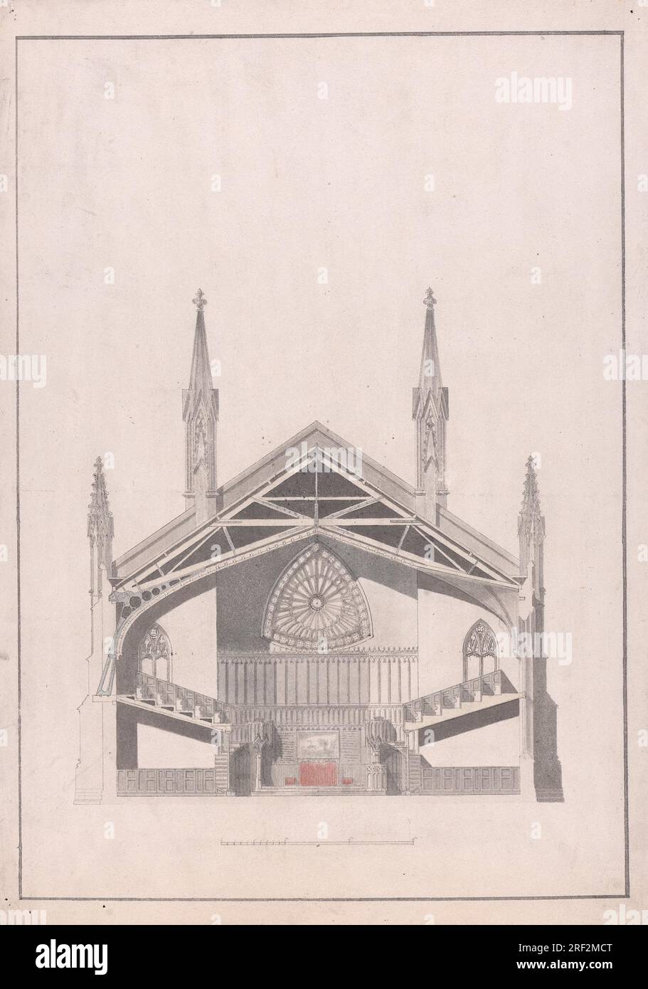 Design for a Small Gothic Church: Section by Jeffry Wyatville Stock ...