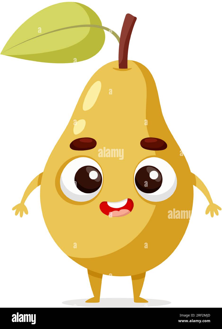 Funny cartoon pear. Kawaii fruit character. Vector food illustration ...